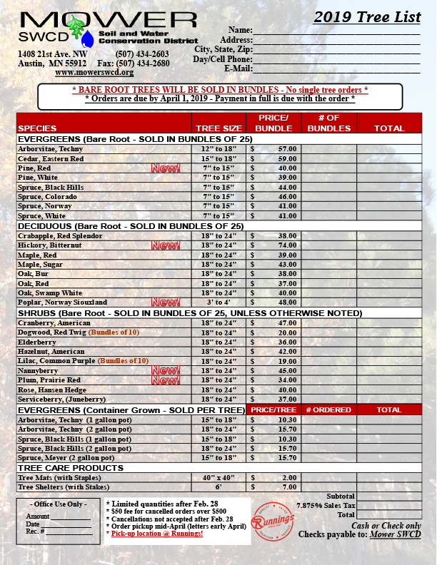 SWCD Tree Program – Mower County Soil & Water Conservation District