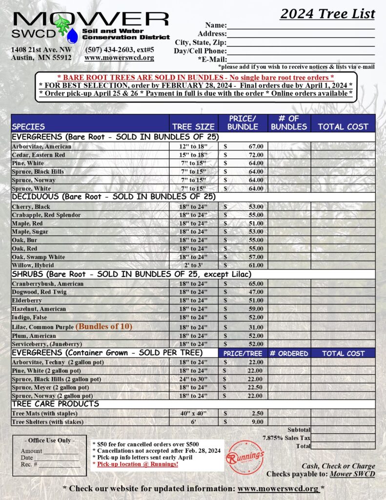 SWCD Tree Program – Mower County Soil & Water Conservation District